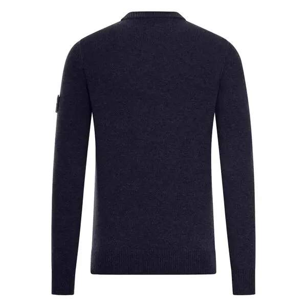 Stone Island Navy Ribbed Wool Blend Jumper - Blue