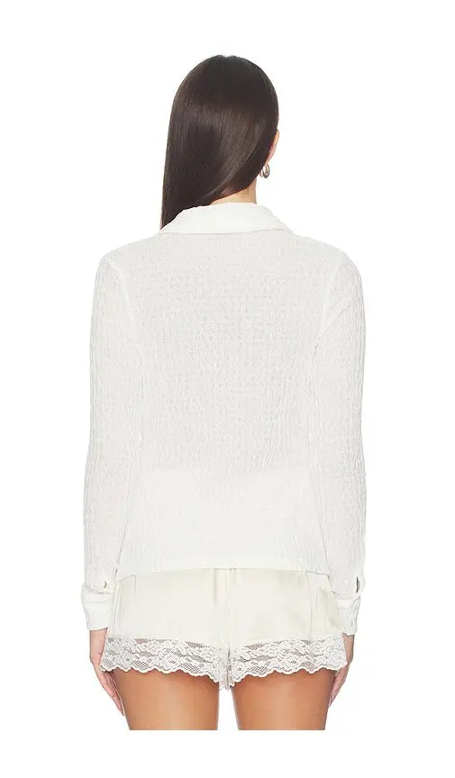 Sanctuary Juno Textured Button Front Top In White