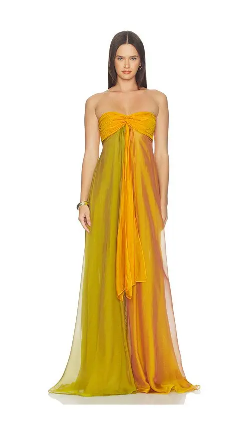 Retrofete Lunaria Chiffon Dress In Yellow - Iridescent Multi