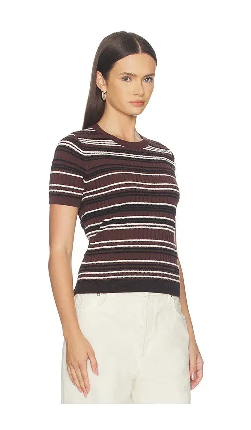 Rag & Bone Karina Stripe Short Sleeve In Brown