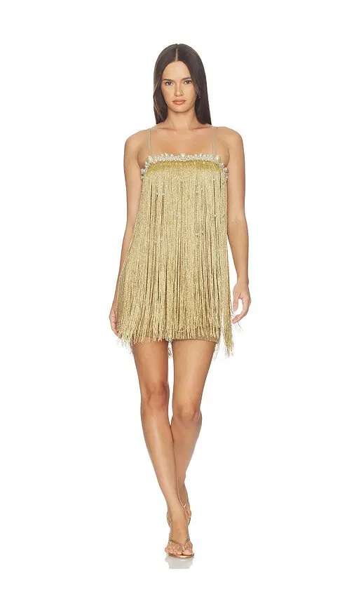 PatBO Aurea Crochet Mini Dress In Metallic - Gold