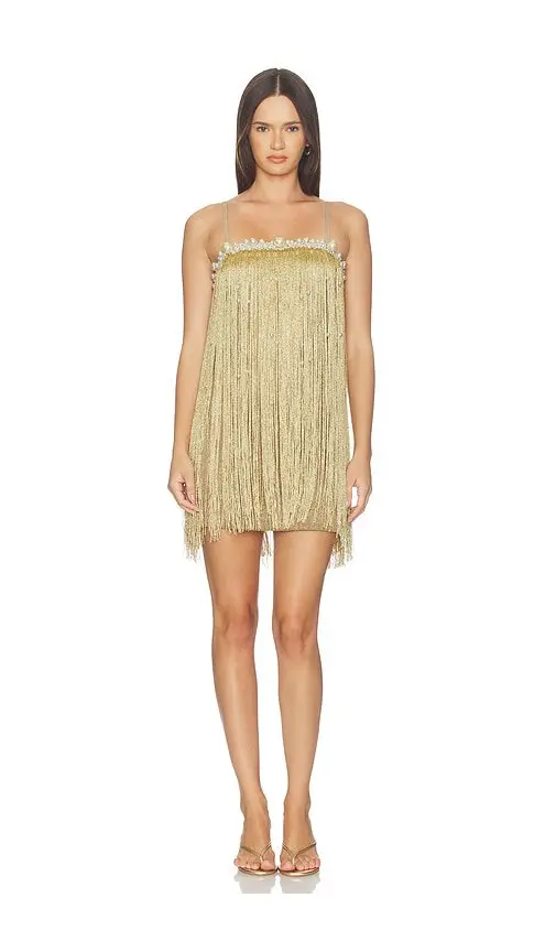 PatBO Aurea Crochet Mini Dress In Metallic