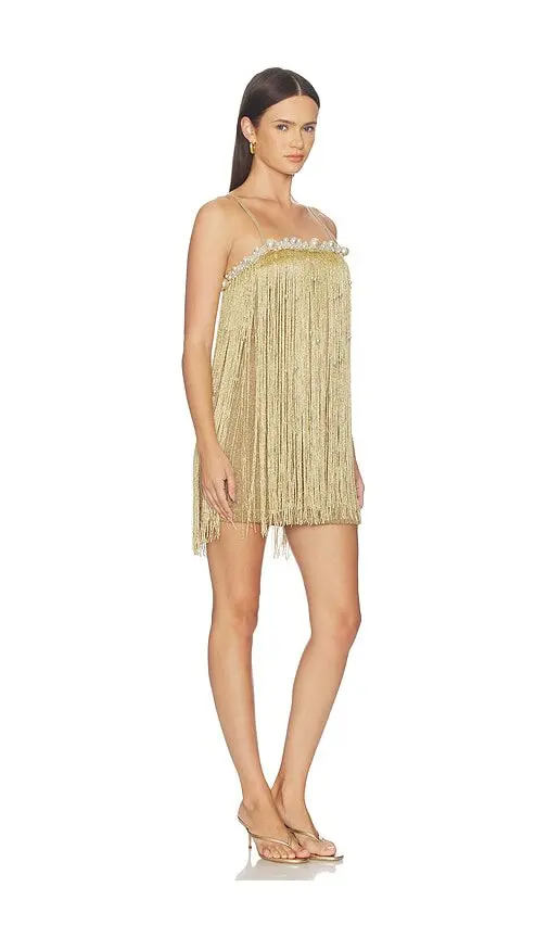 PatBO Aurea Crochet Mini Dress In Metallic