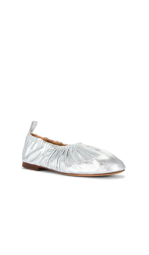 MANSUR GAVRIEL Ruched Ballerina Flat In Metallic