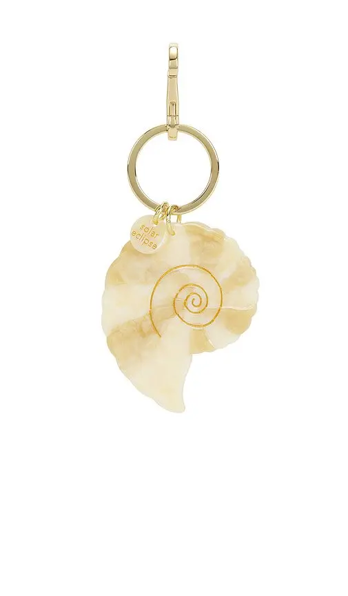 SOLAR ECLIPSE Hand-painted Spiral Shell Bag Charm & Keychain In White