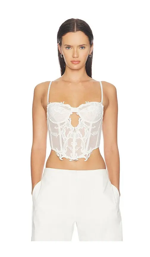 HAELO Wing Lace Crop Corset - White