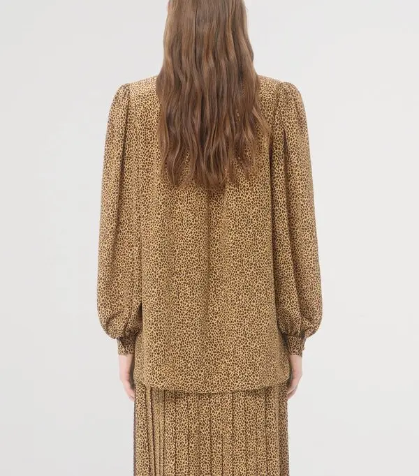Valentino Garavani Silk Cheetah-print Shirt With Bow Detail