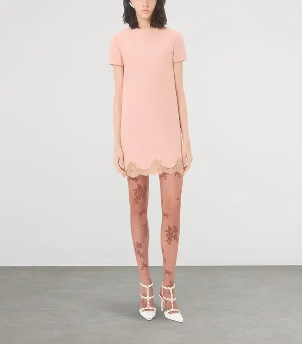 Valentino Garavani Wool-silk Lace Trim Mini Dress