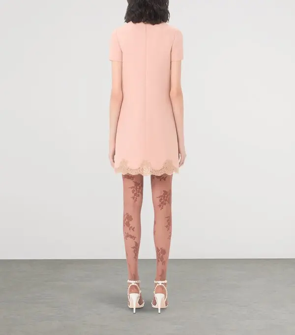 Valentino Garavani Wool-silk Lace Trim Mini Dress