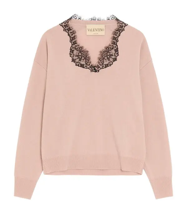 Valentino Garavani Cashmere Lace-trim Sweater