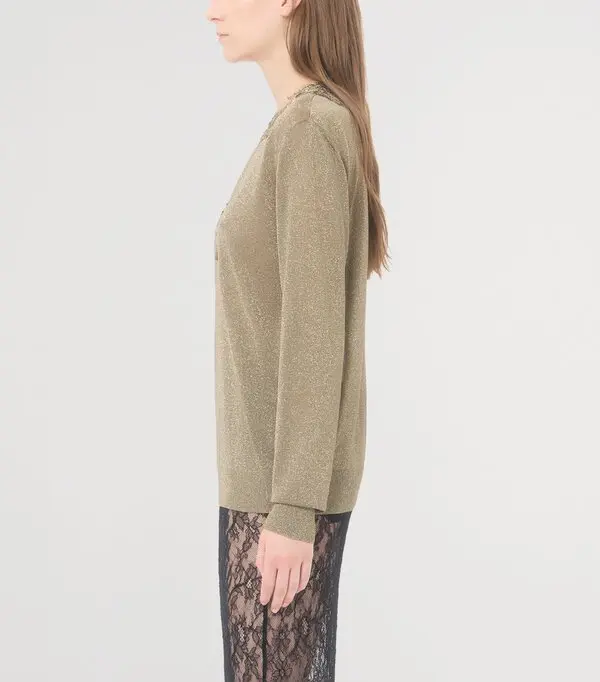 Valentino Garavani Lace-trim V-neck Sweater
