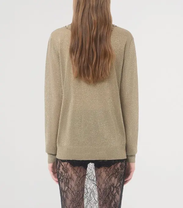 Valentino Garavani Lace-trim V-neck Sweater