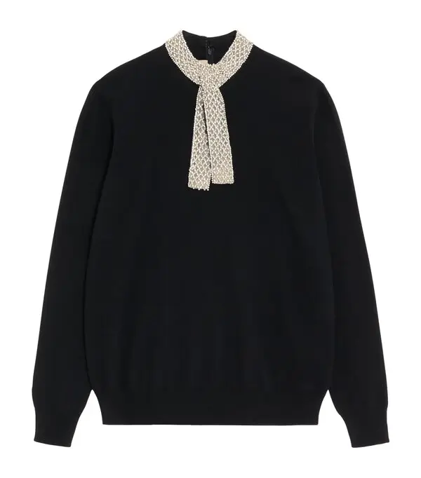 Valentino Garavani Virgin Wool Embellished Sweater - Black