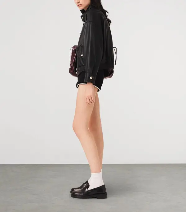 Maje Leather Funnel-neck Jacket