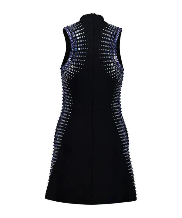 Casablanca Embellished Sleeveless High Neck Mini Dress