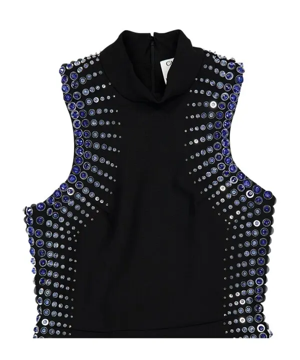 Casablanca Embellished Sleeveless High Neck Mini Dress