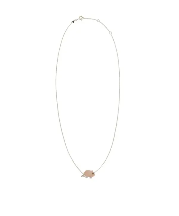 ALIITA 9k Gold Pig Pendant Necklace - White