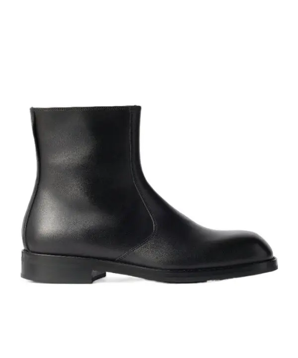 LEMAIRE Zipped Ankle Boots In Shiny Leather
