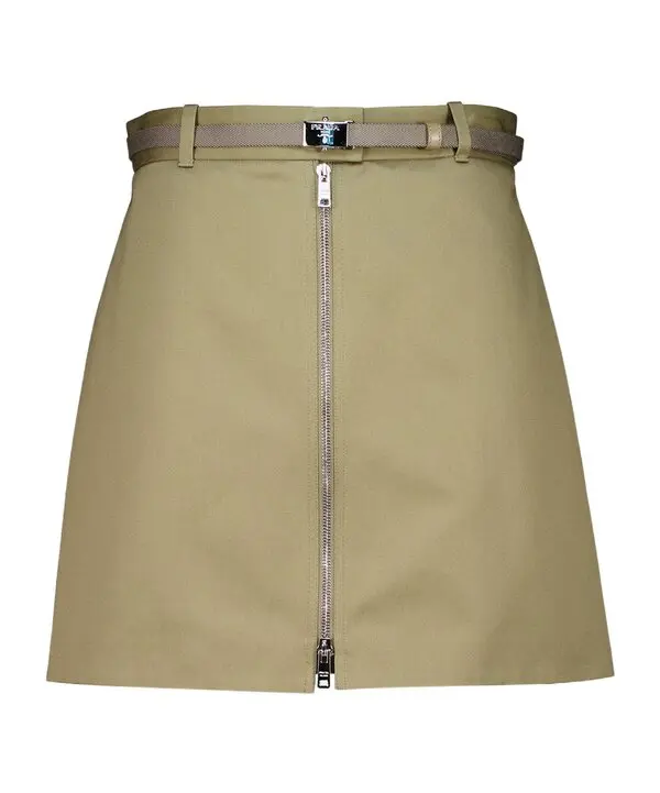 Prada Belted Zip-up Mini Skirt - Clay Ash