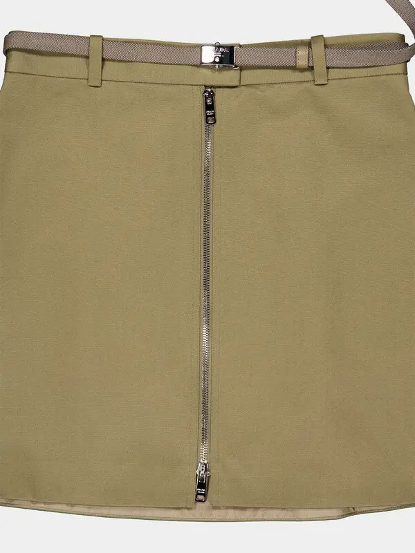 Prada Belted Zip-up Mini Skirt - Clay Ash