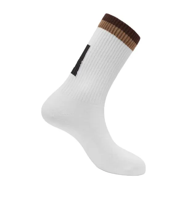 Fendi Ff Jacquard Ribbed Socks - White