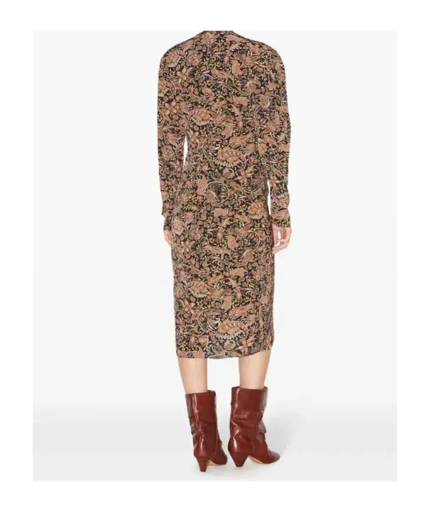 Isabel Marant Étoile Long Sleeve Paisley Print V-neck Dress