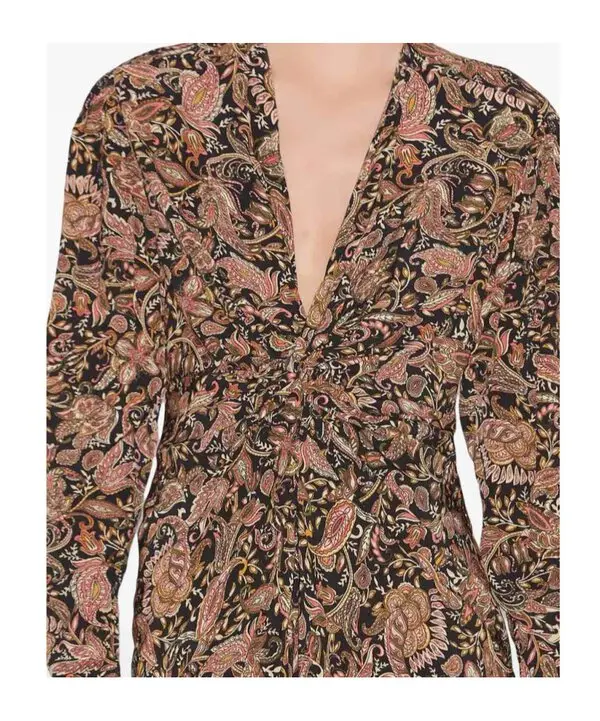 Isabel Marant Étoile Long Sleeve Paisley Print V-neck Dress