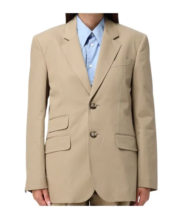 AMI Paris Lapel Long-sleeved Suit Jacket - Nude