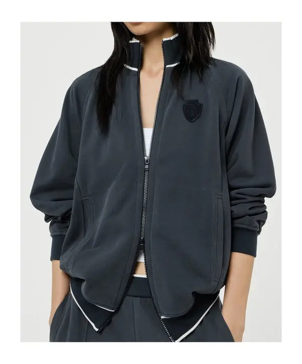 Brunello Cucinelli French Terry Sweatshirt With Stand Collar And Ribbed Details - Black