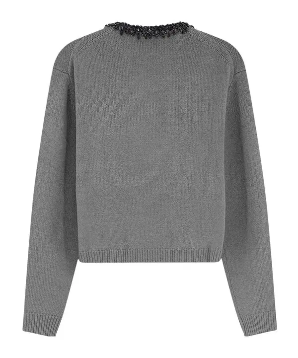 SEMICOUTURE Beaded Neck Knitted Sweater