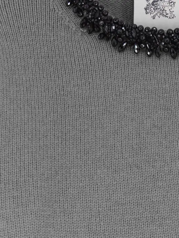 SEMICOUTURE Beaded Neck Knitted Sweater
