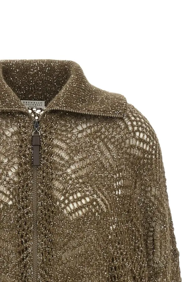 Brunello Cucinelli Dazzling Abstract Leaf' Cardigan