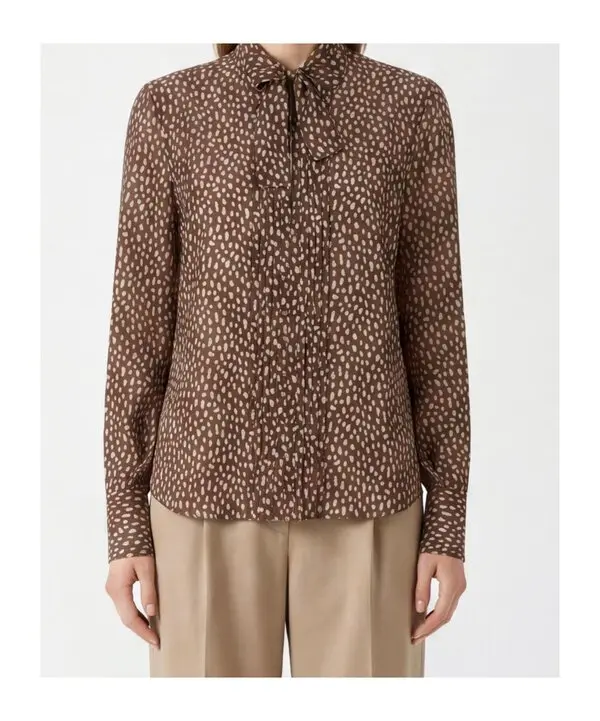 Brunello Cucinelli Polka Dot Printed Tie-detailed Collared Shirt