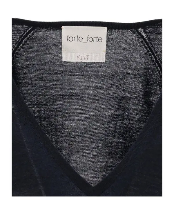 FORTE_FORTE Sheer V-neck Knitted Sweater