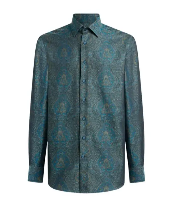 Etro Ornamental Motif Jacquard Shirt - Green