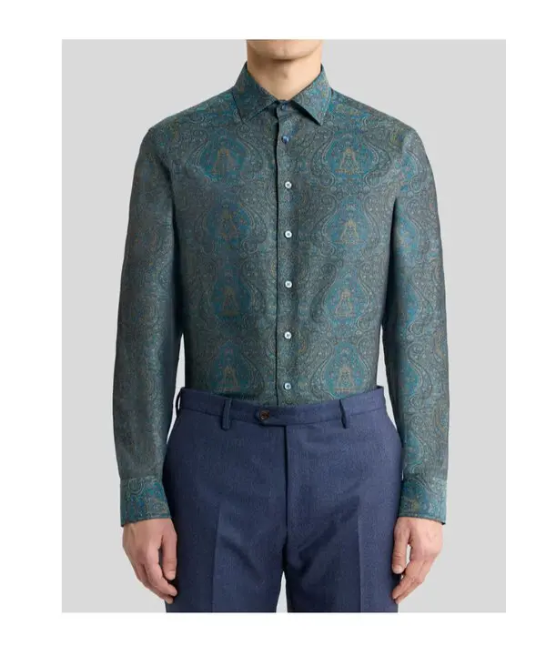 Etro Ornamental Motif Jacquard Shirt - Green