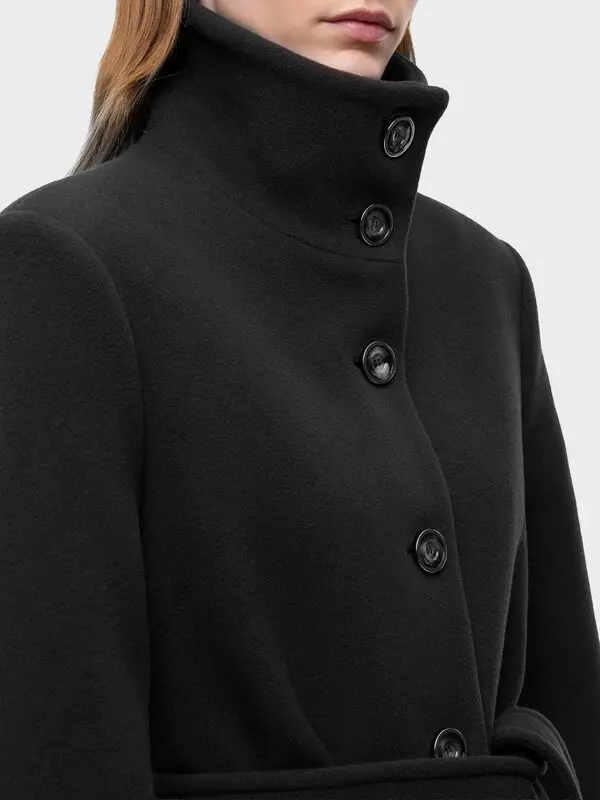 Pinko Wool-blend High Neck Belted Coat - Black