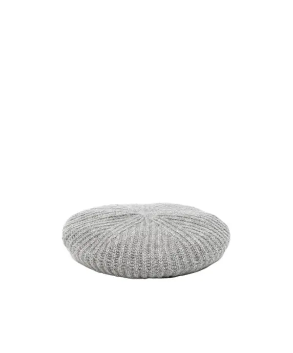 Miu Miu Logo-embroidered Ribbed-knit Beret - Grey