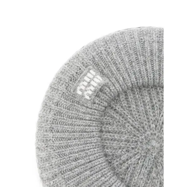 Miu Miu Logo-embroidered Ribbed-knit Beret