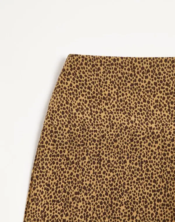 Valentino Garavani Crepe De Chine Skirt With Fauve Eclat Micromacula Print - No
