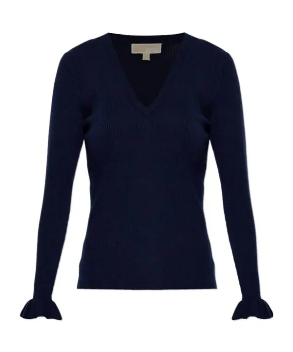 Michael Kors Ruffled V-neck Sweater