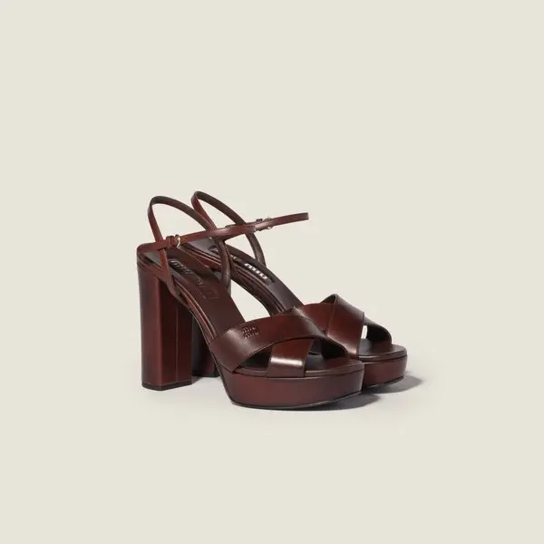 Miu Miu Leather Platform Sandals