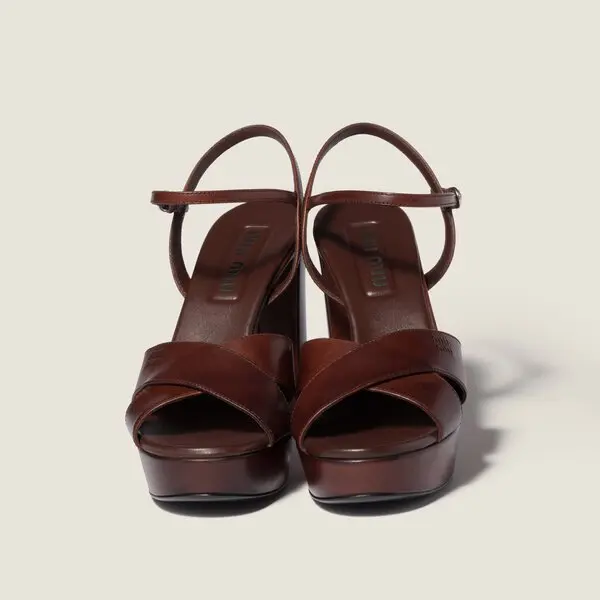 Miu Miu Leather Platform Sandals