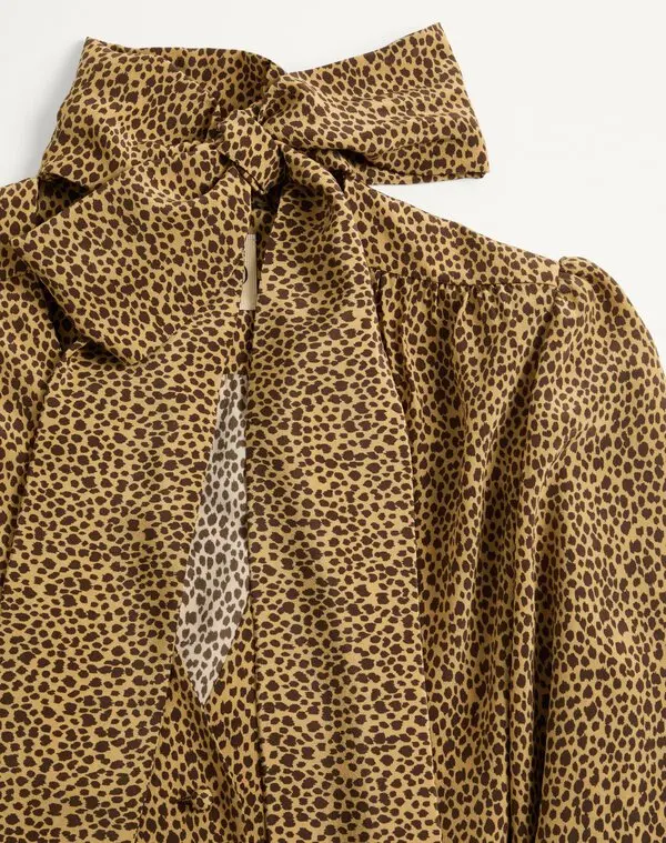 Valentino Garavani Crepe De Chine Shirt With Fauve Éclat Micromacula Print - Brown
