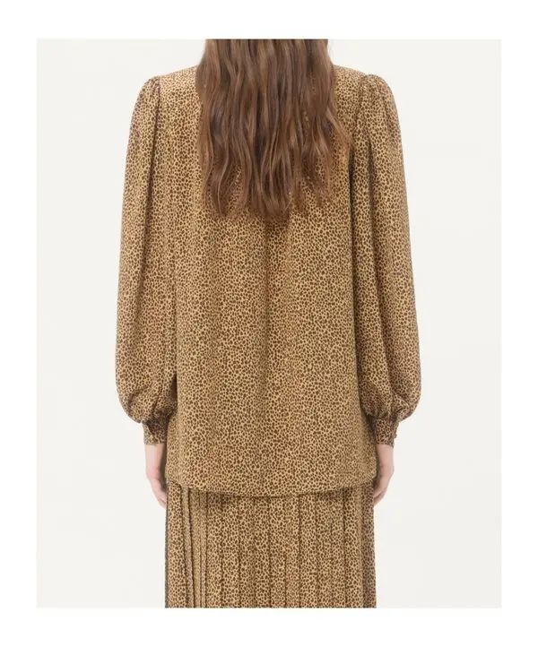 Valentino Garavani Crepe De Chine Shirt With Fauve Éclat Micromacula Print - Brown