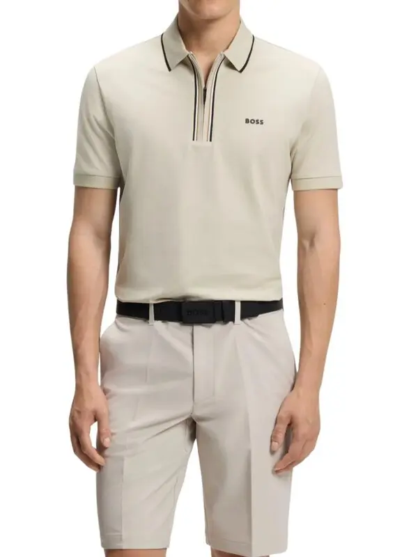 Hugo Boss Zip-fastening Logo-print Polo Shirt