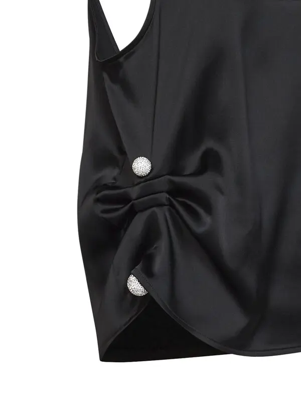 Giuseppe Di Morabito Crystal-embellished Ruched Sleeveless Top