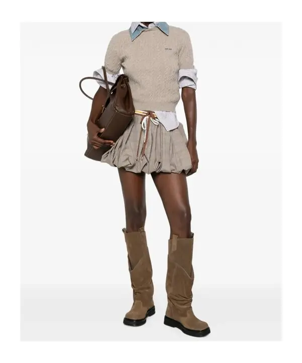 Miu Miu Pleated Check Mini Skirt