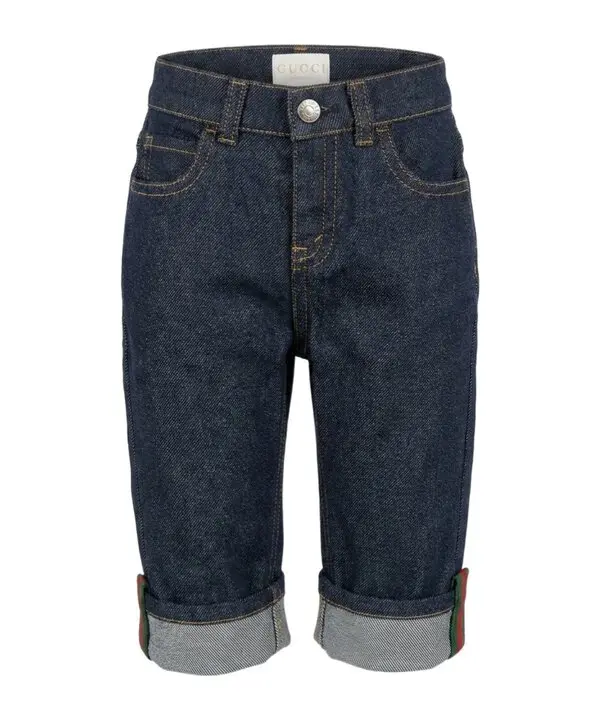Gucci Baby Denim Pants With Web - Dark Blue
