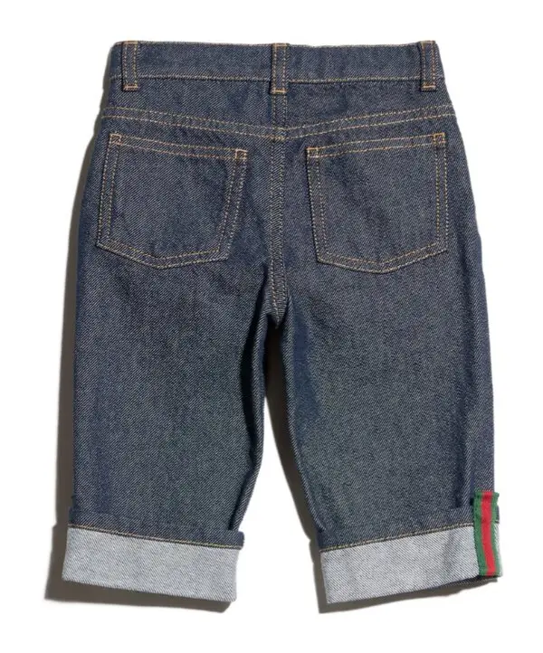 Gucci Baby Denim Pants With Web Detail - Dark Blue
